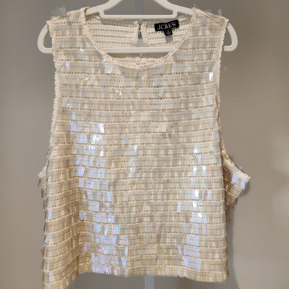 J. Crew | Tops | Nwt J Crew Crochet Sequin Tank Top Shirt Sleeveless 2x ...